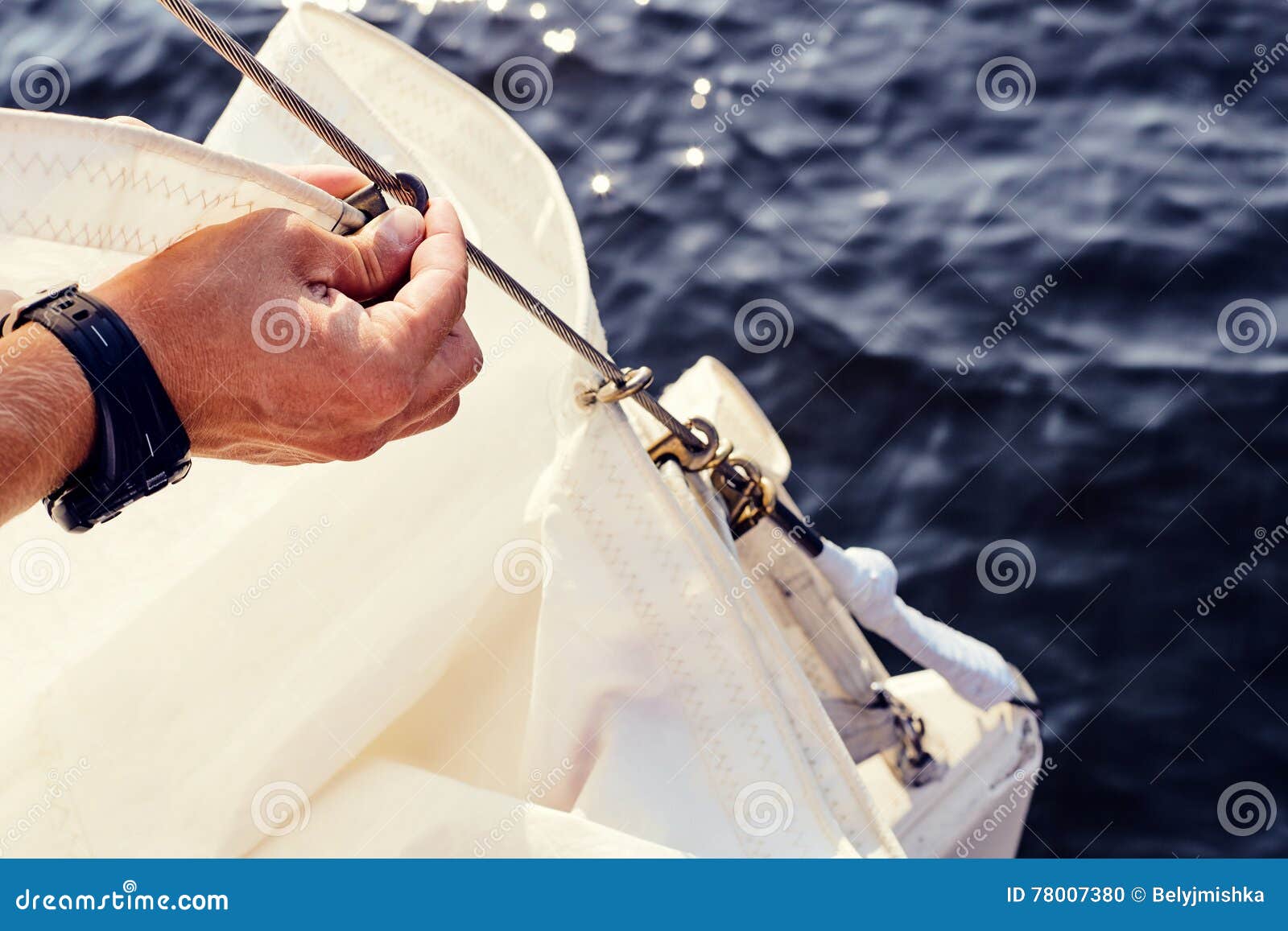 Preparing before Lifting Staysail Sails. Stock Photo - Image of ...