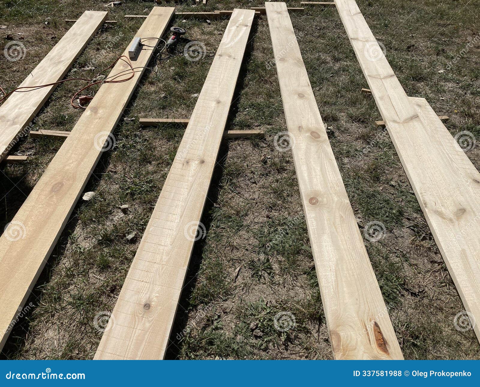 Preparing Lumber for Priming and Painting Stock Photo - Image of build ...