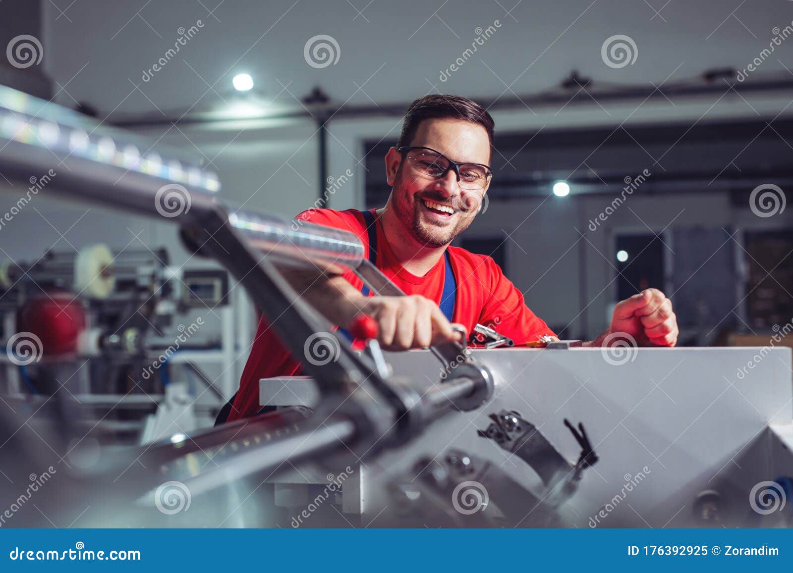 Preparing Machine for Printing. Maintenance Engineer Repair Modern ...