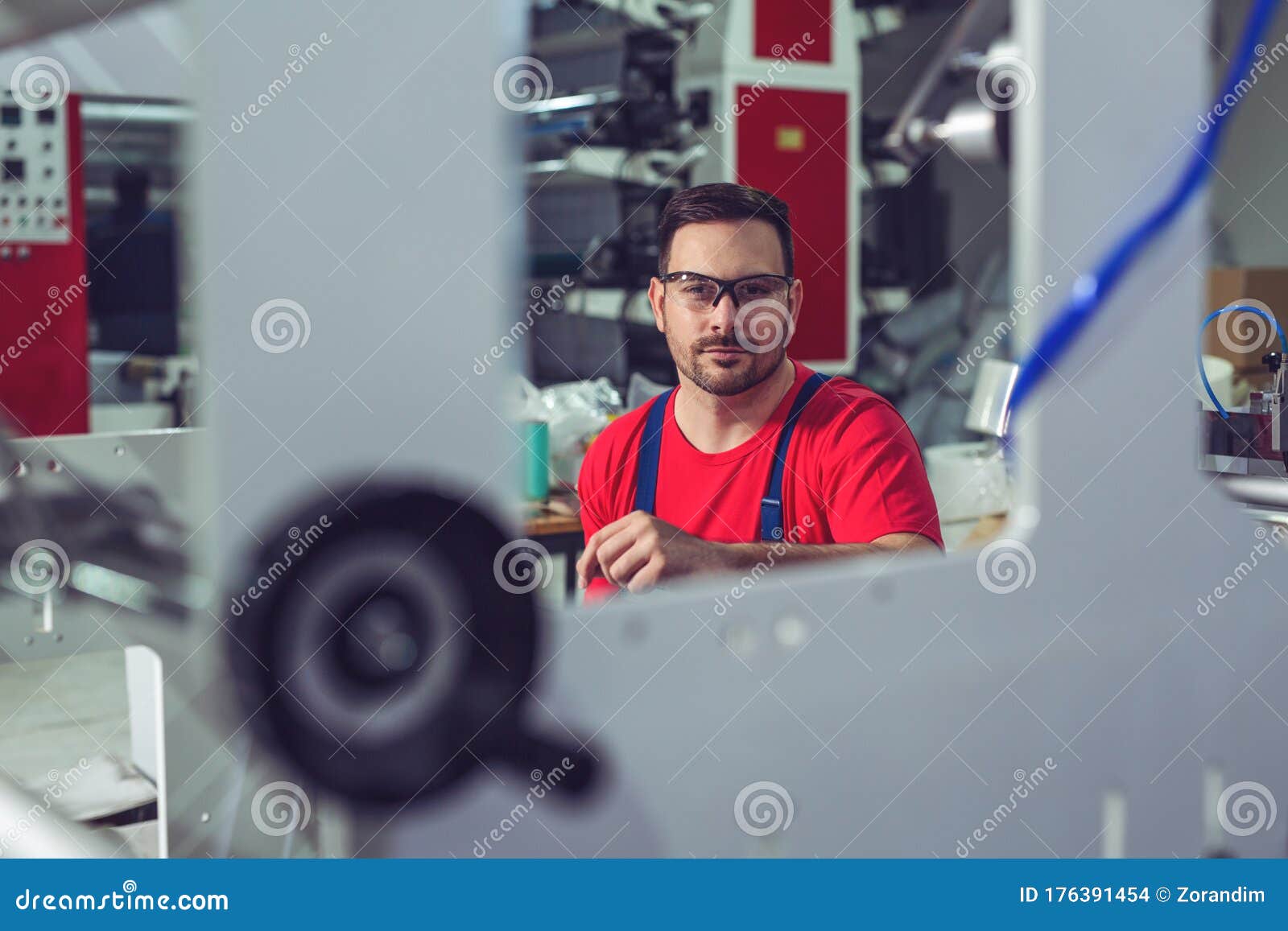 Preparing Machine for Printing. Maintenance Engineer Repair Modern ...