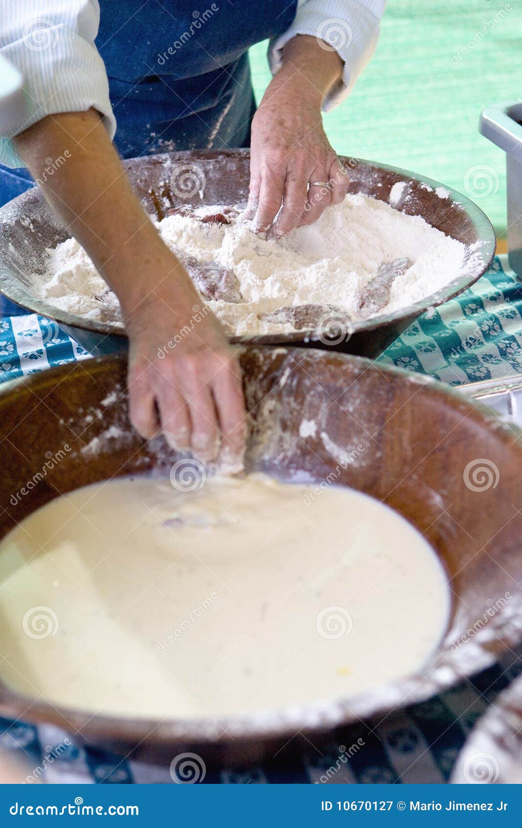 Preparing the Meat stock image. Image of dipping, frying - 10670127