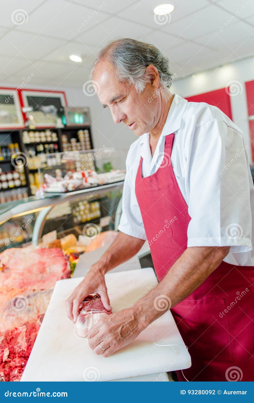 Preparing Meat for Customer Stock Photo - Image of steaks, selection ...