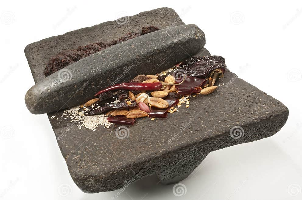 Preparing Mole on a Metate stock image. Image of basalt - 15424799