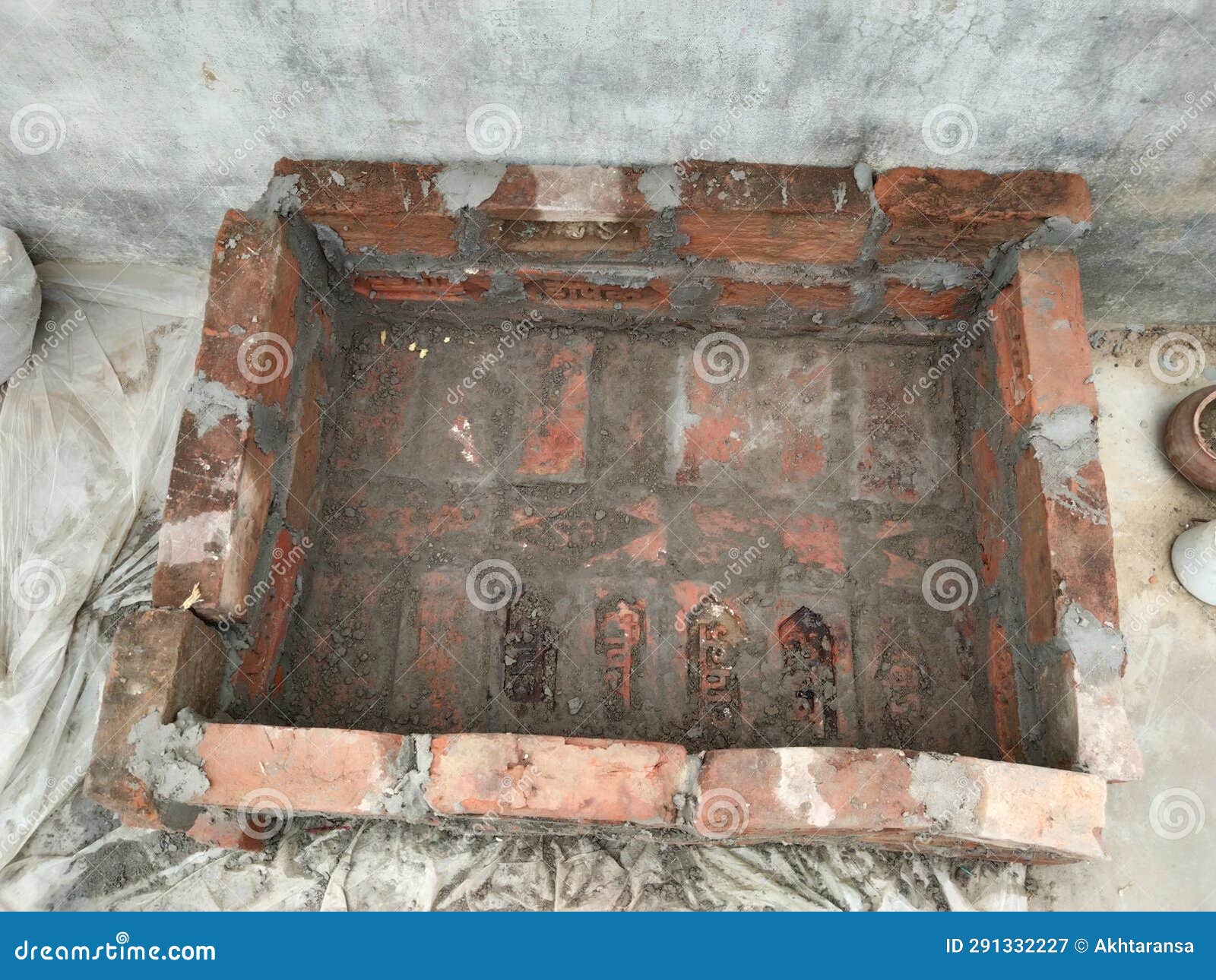 Preparing a New Empty Flowerbed with Sawtooth Brick Edging in Terrace ...