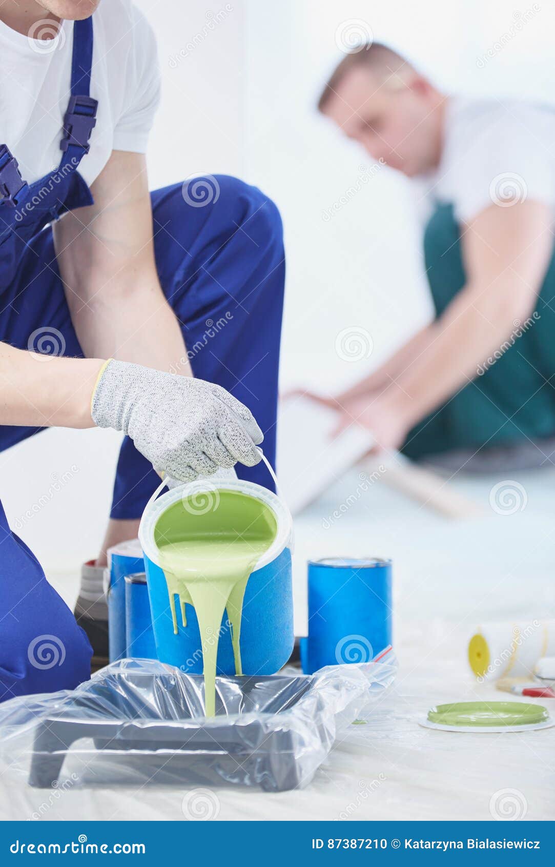 Preparing the paint stock photo. Image of green, finish - 87387210