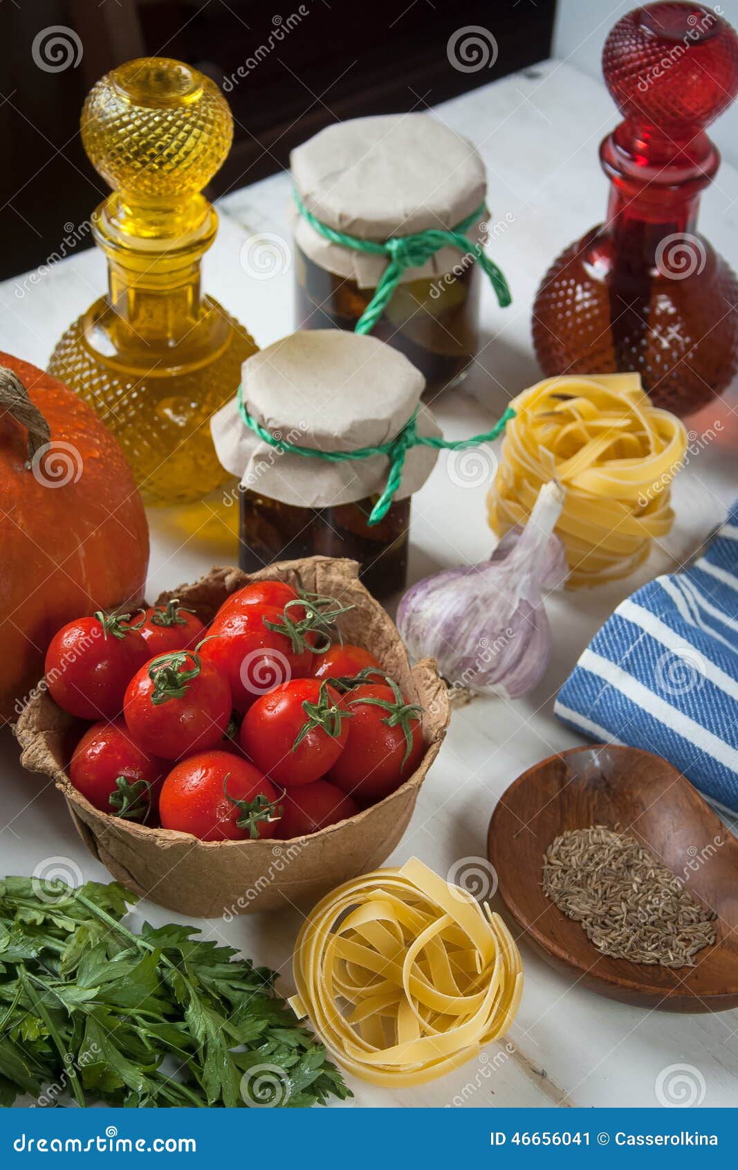 Preparing Pasta for a Dinner Stock Image - Image of garlic, food: 46656041