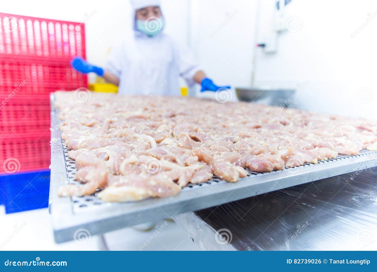 Preparing Pork for Food Dry in Meat Industrail Stock Photo - Image of ...