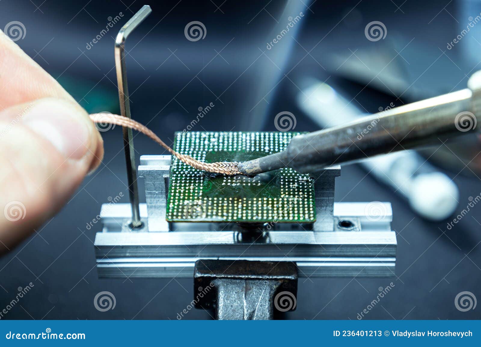 Preparing the Processor before Reballing. Removing Excess Tin from the ...