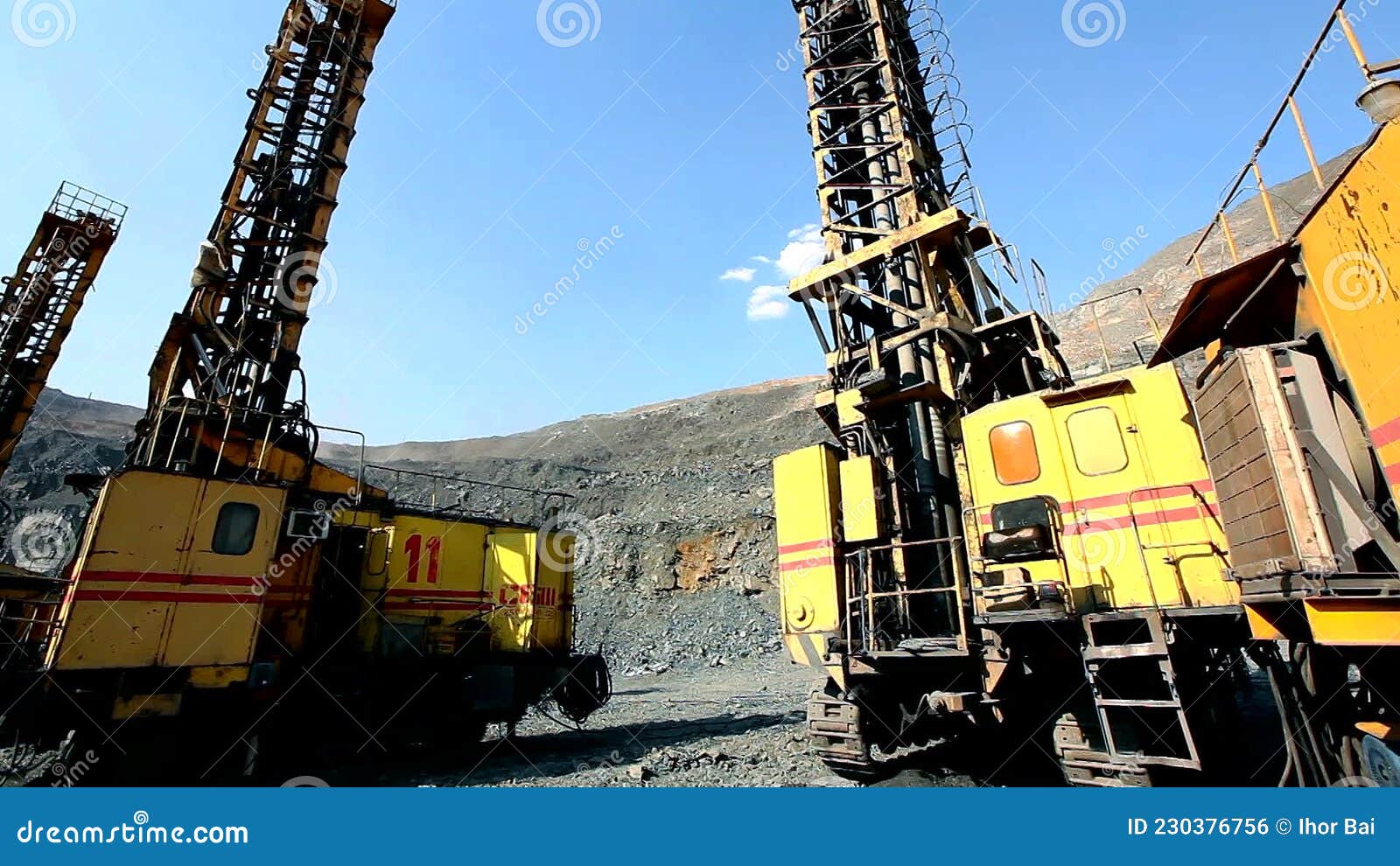 Explosives Work in a Quarry. the Process of Placing Explosives in an ...