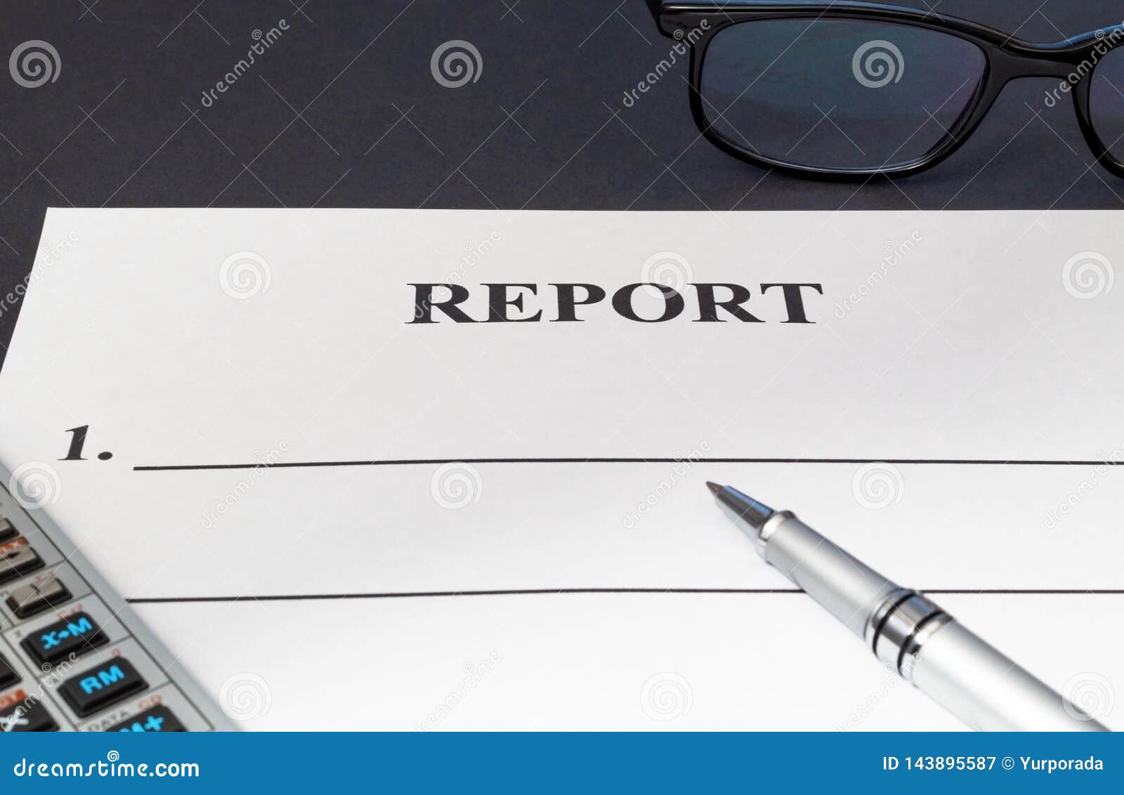 We are Preparing a Report - a Form To Fill in on a Black Table Stock ...