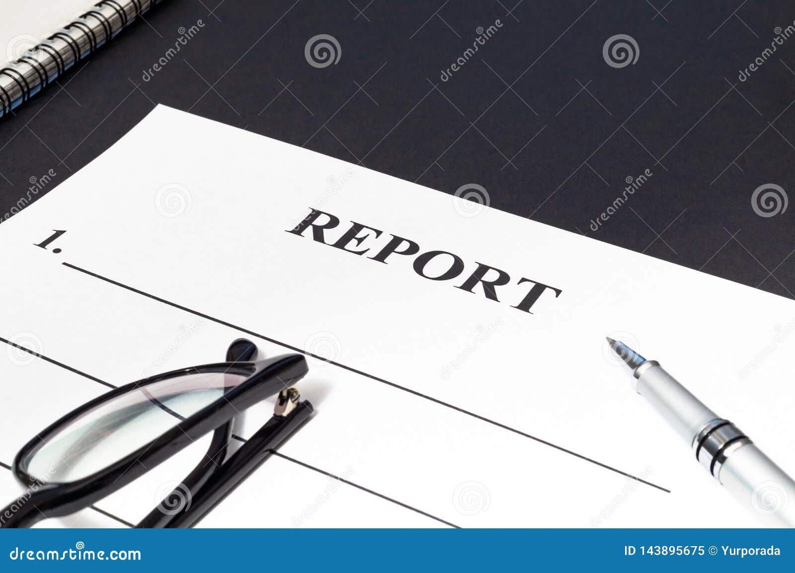 We are Preparing a Report - a Form To Fill in on a Black Table Stock ...