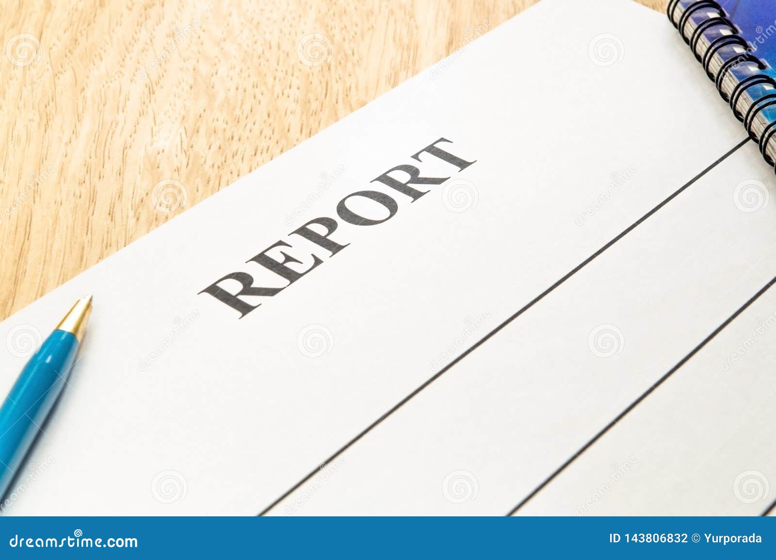 We are Preparing a Report - a Form To Fill in on a Rustic Table Stock ...