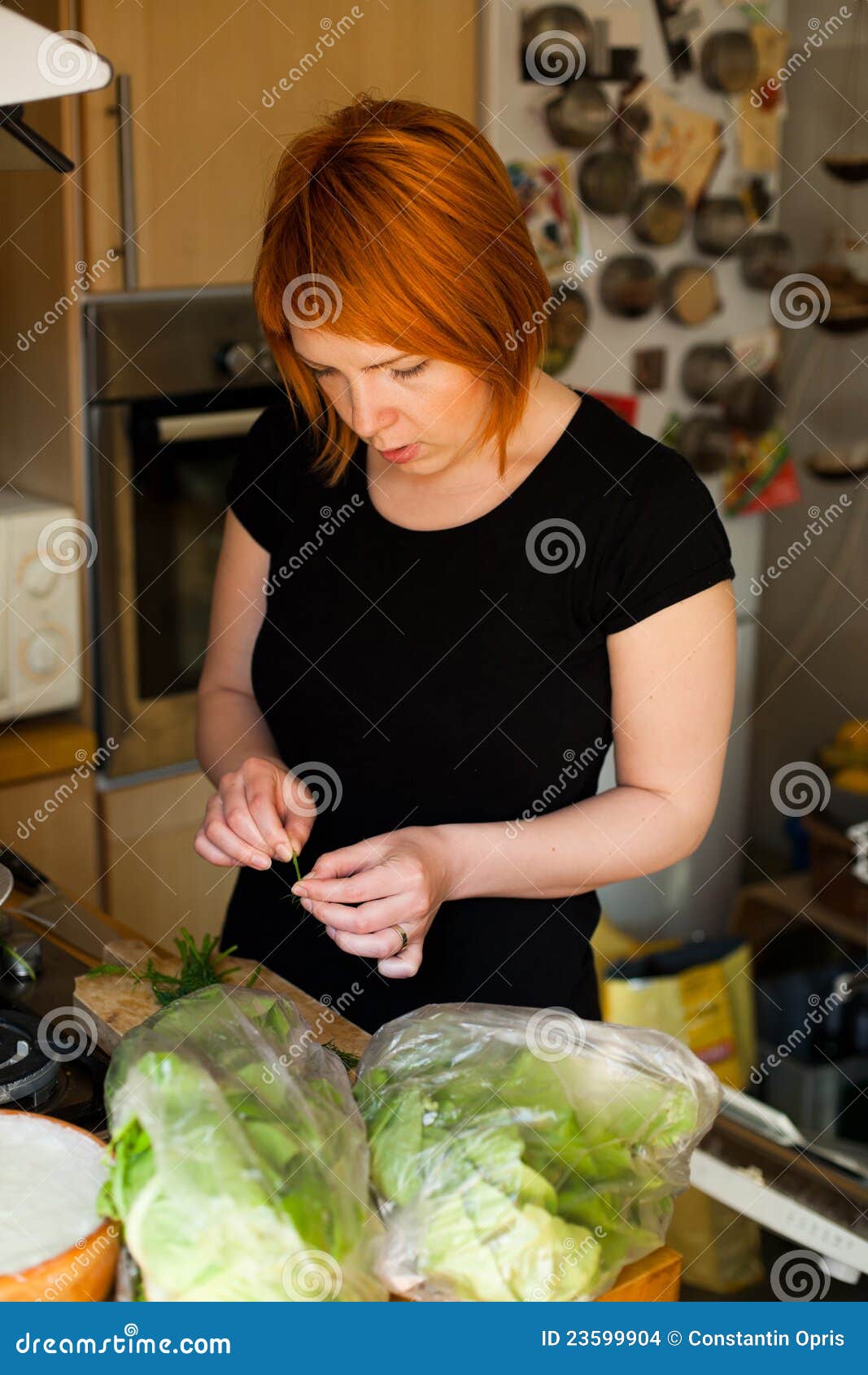 Preparing salad stock photo. Image of green, lady, making - 23599904