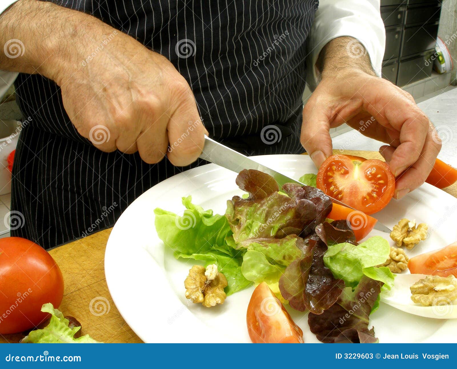 Preparing a salad stock image. Image of worker, cuisine - 3229603