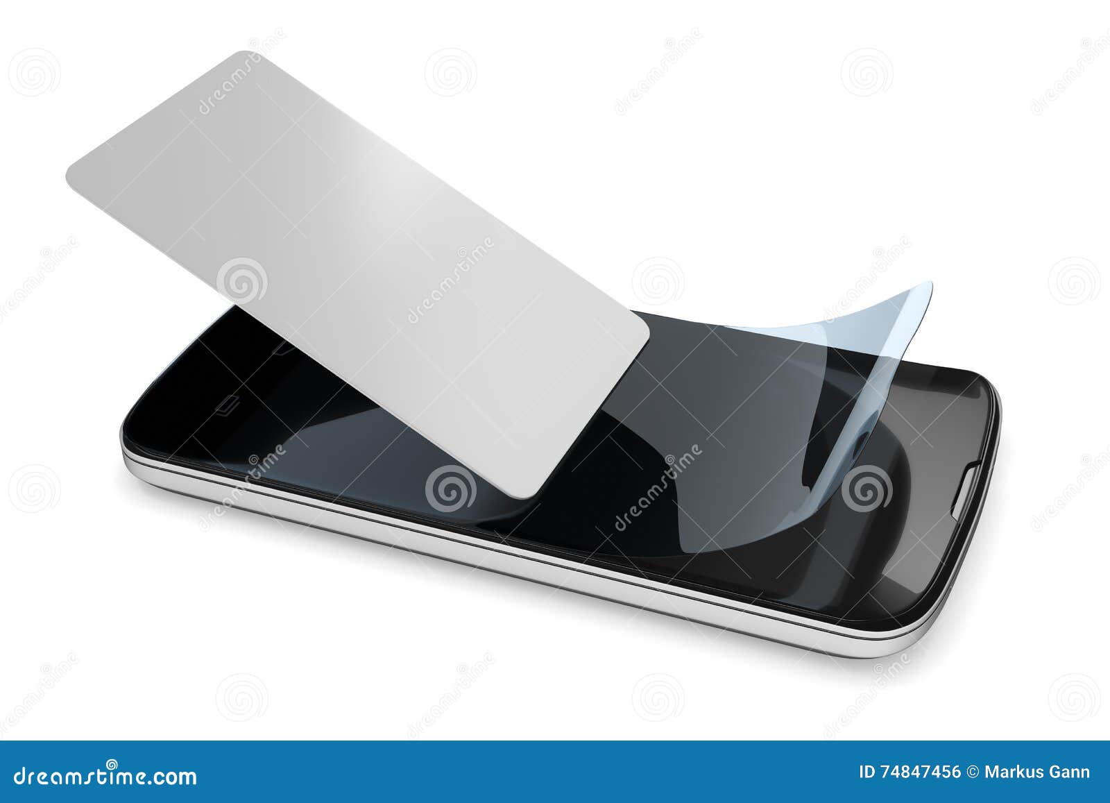 Preparing a Smartphone with a Protection Film Stock Illustration ...