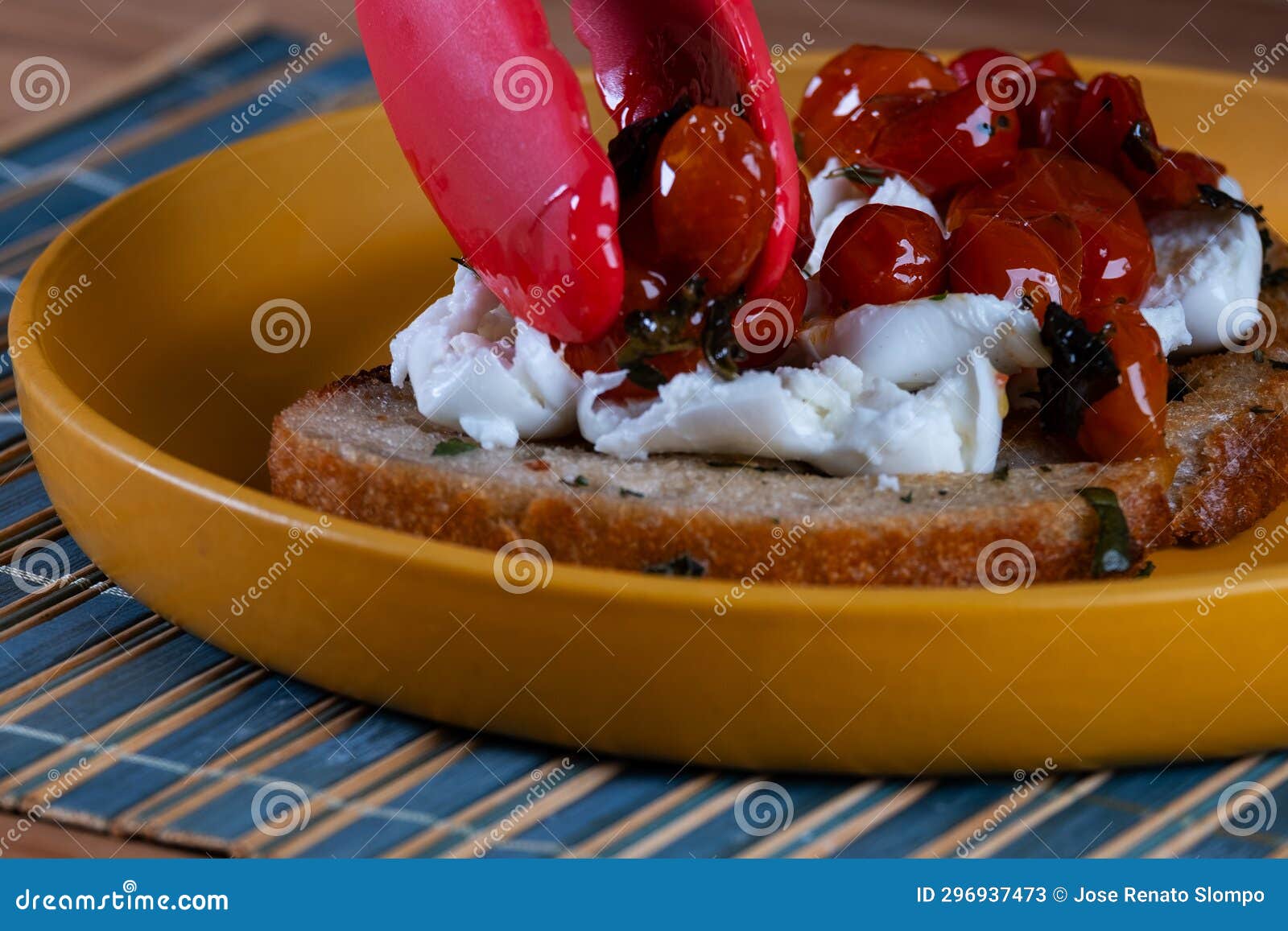 Preparing a Snack with a Slice of Natural Fermentation Bread Stock ...