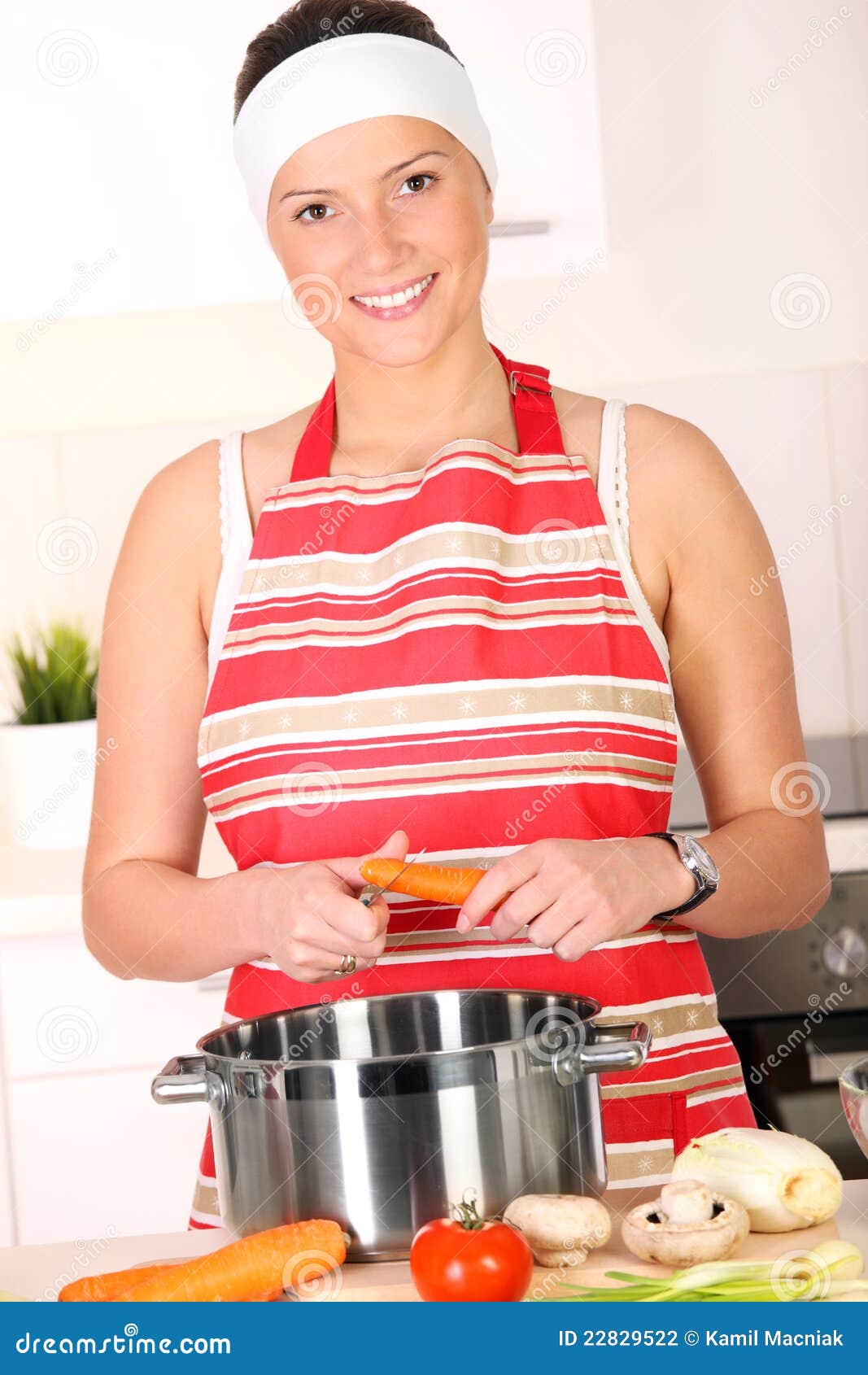 Preparing soup stock photo. Image of kitchen, female - 22829522