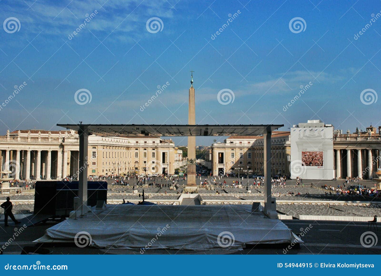 Preparing for the Speech of the Pope in the Square at St. Peters ...