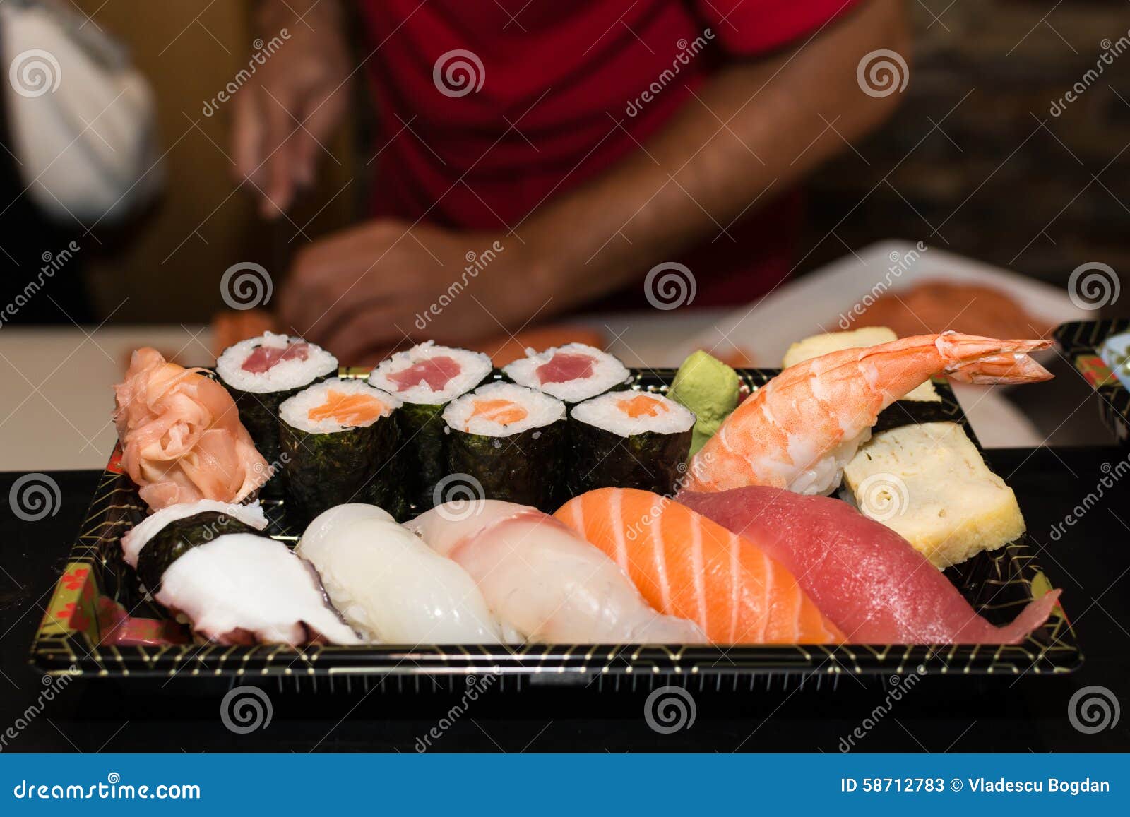 Preparing sushi platter stock image. Image of sushi, closeup - 58712783