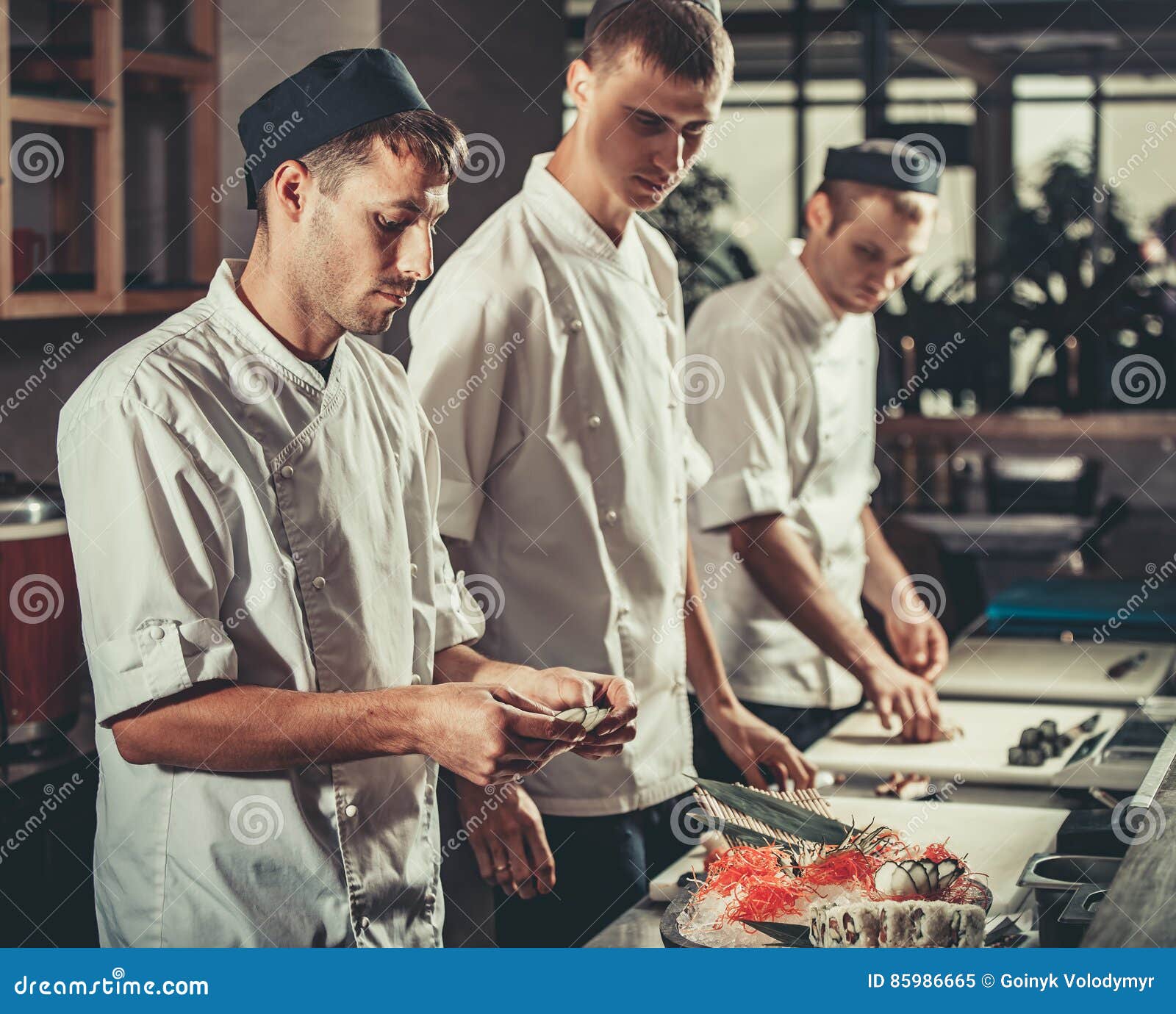 Preparing Sushi Set in Restaurant Kitchen Stock Image - Image of lunch ...