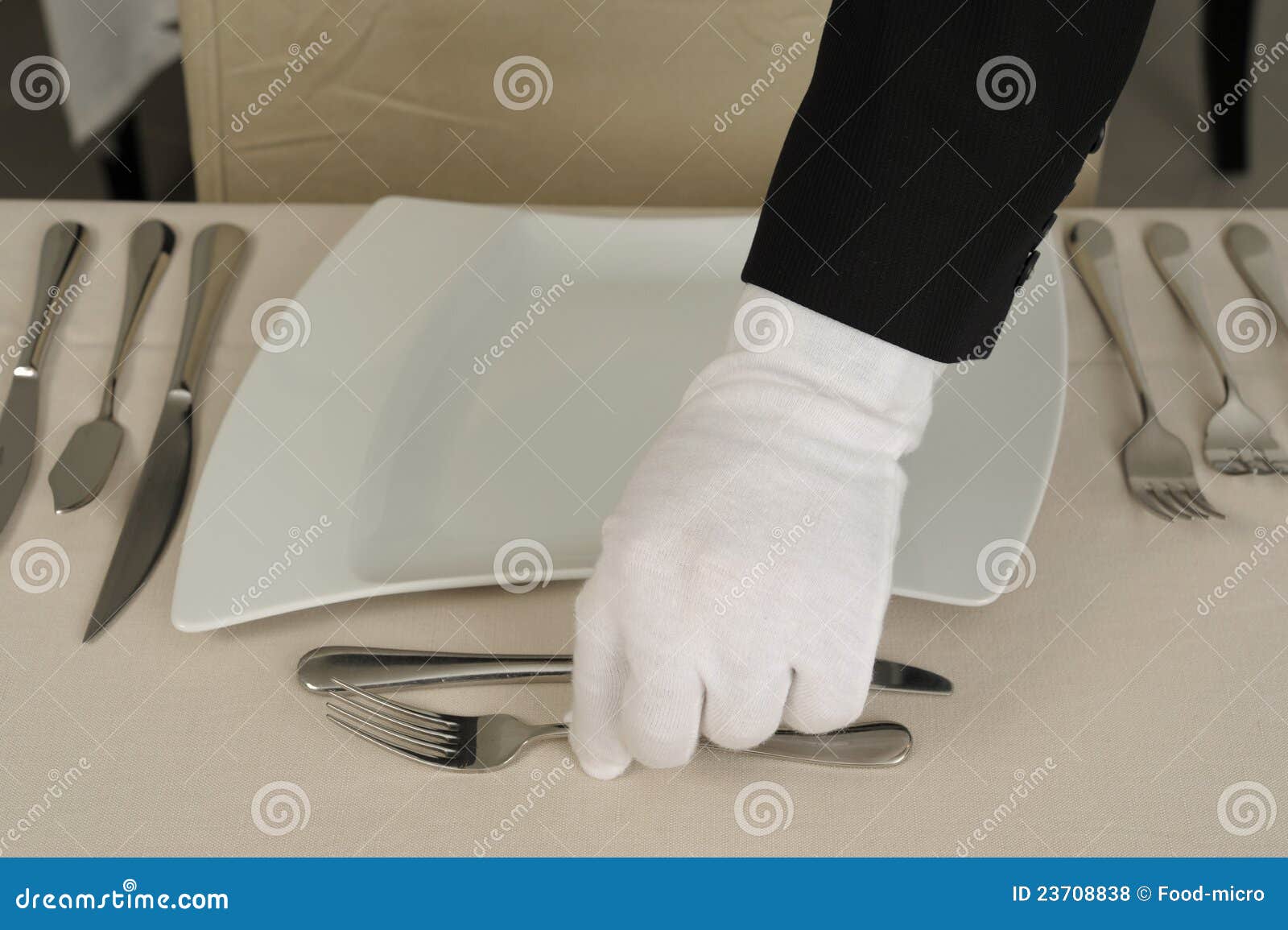 Preparing a Table in a Restaurant Stock Photo - Image of place, table ...