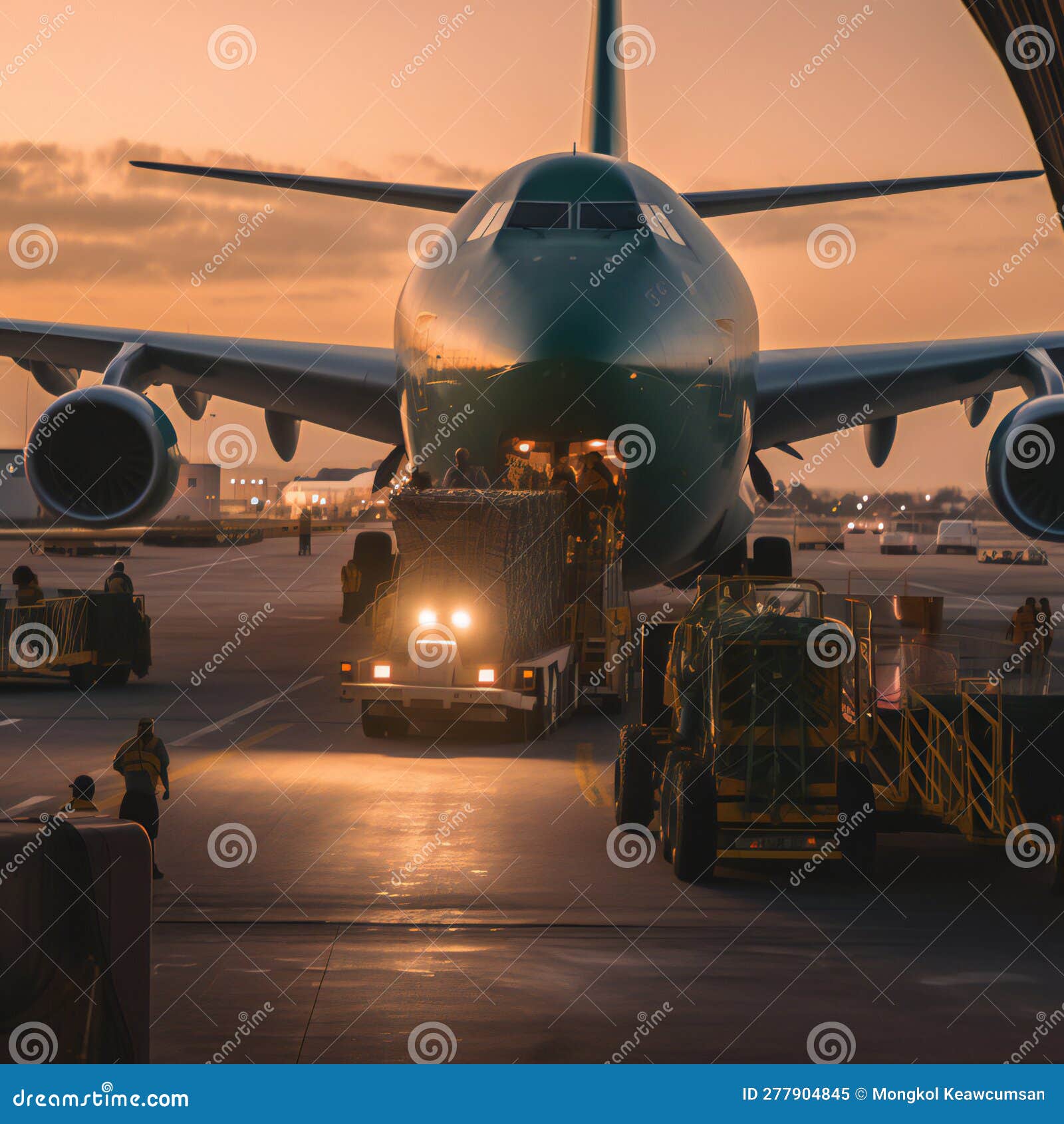 Preparing for Takeoff: Loading Cargo Onto the Airplane.generative Ai ...