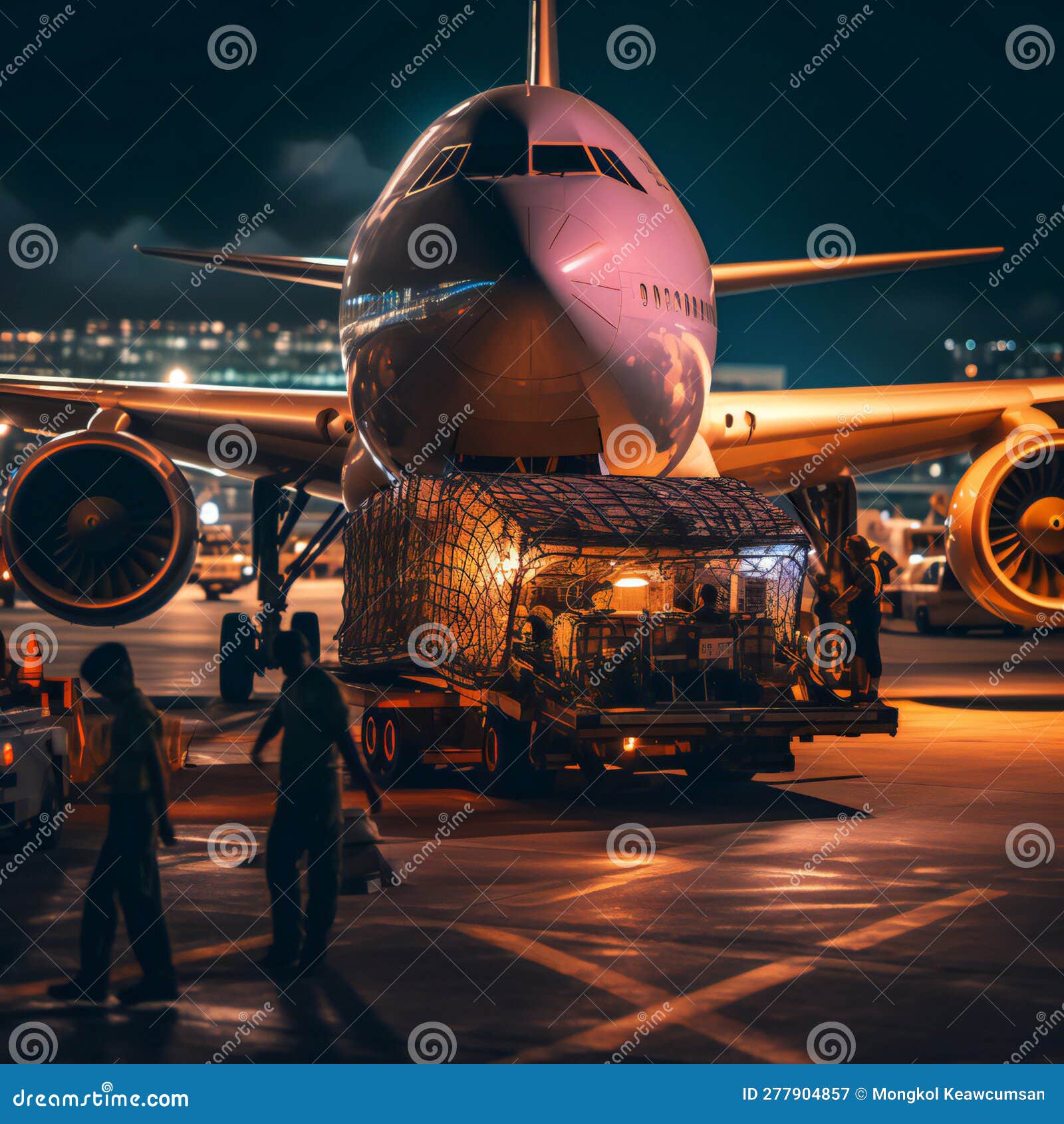 Preparing for Takeoff: Loading Cargo Onto the Airplane.generative Ai ...