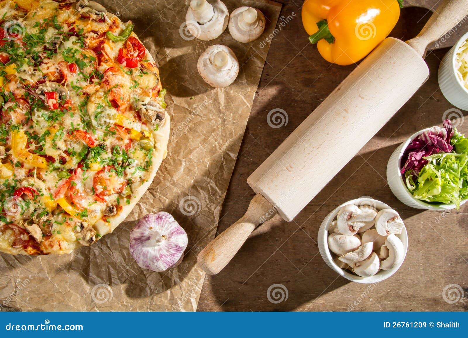 Preparing to bake a pizza stock image. Image of olive - 26761209