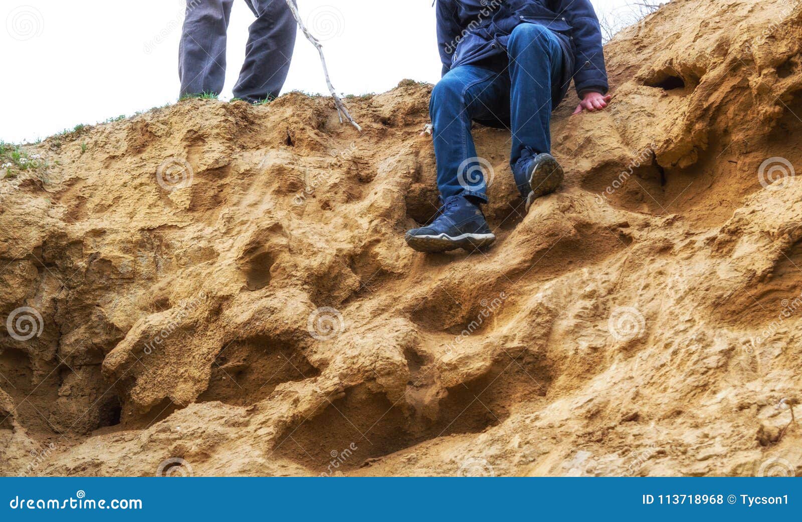 Preparing To Descend from a Sandy Slope Stock Photo - Image of ...