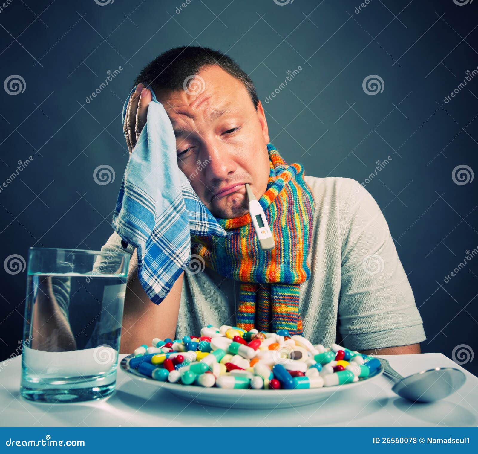 Preparing to eat medicines stock photo. Image of handkerchief - 26560078