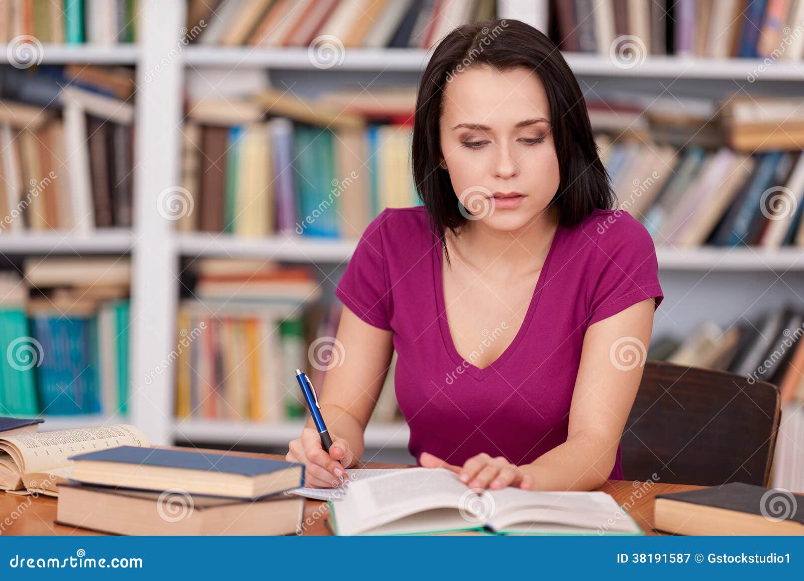 Preparing To the Exams at Library. Stock Image - Image of group ...
