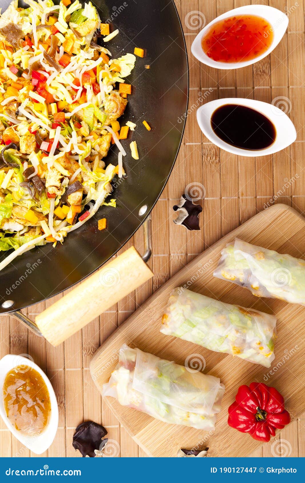 Preparing To Serve Spring Rolls To Eat Stock Image - Image of gourmet ...
