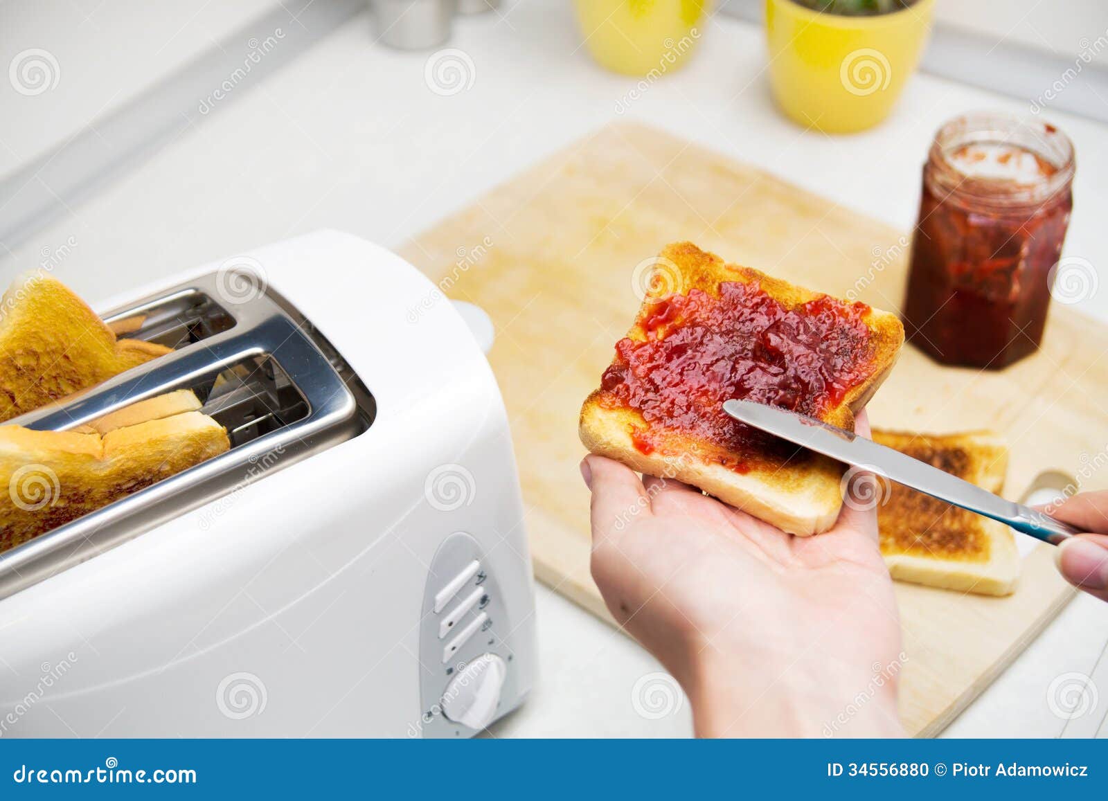 Preparing toast with jam stock photo. Image of equipment - 34556880