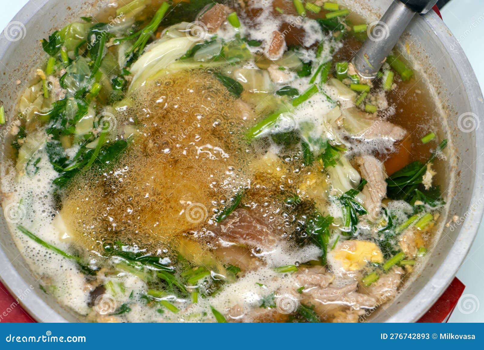 Preparing Traditional Suki Soup by Cooking in a Pot Stock Image - Image ...