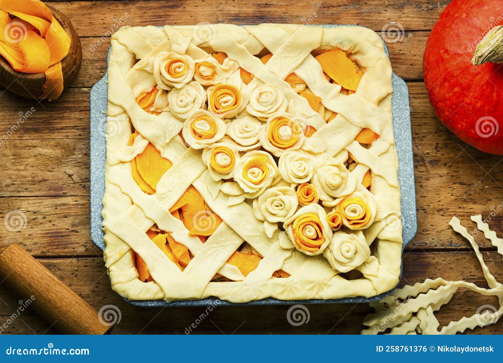 Preparing Uncooked Pumpkin Pie Stock Photo - Image of flaky, culinary ...