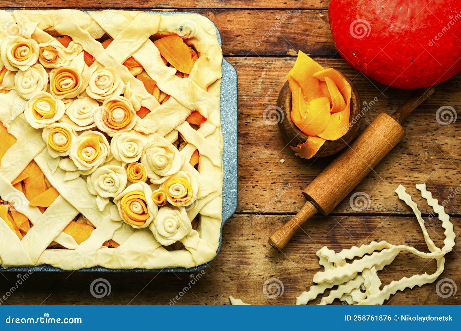 Preparing Uncooked Pumpkin Pie Stock Photo - Image of dessert, squash ...