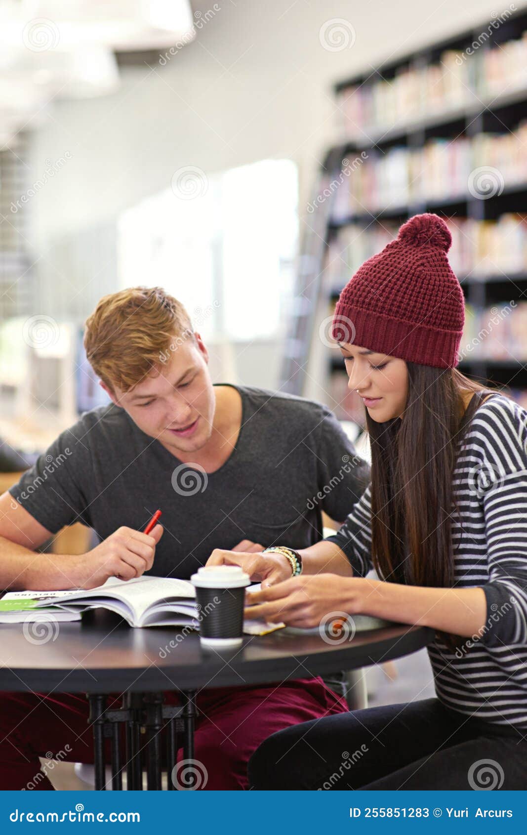 Preparing for the Upcoming Exams. Two College Students Studying ...