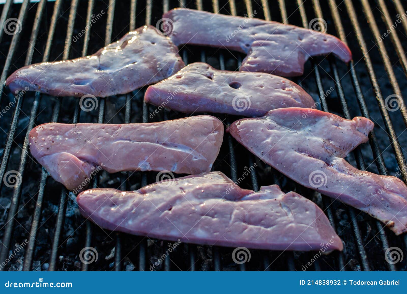 Preparing Veal Liver on the Grill Stock Photo - Image of heat ...