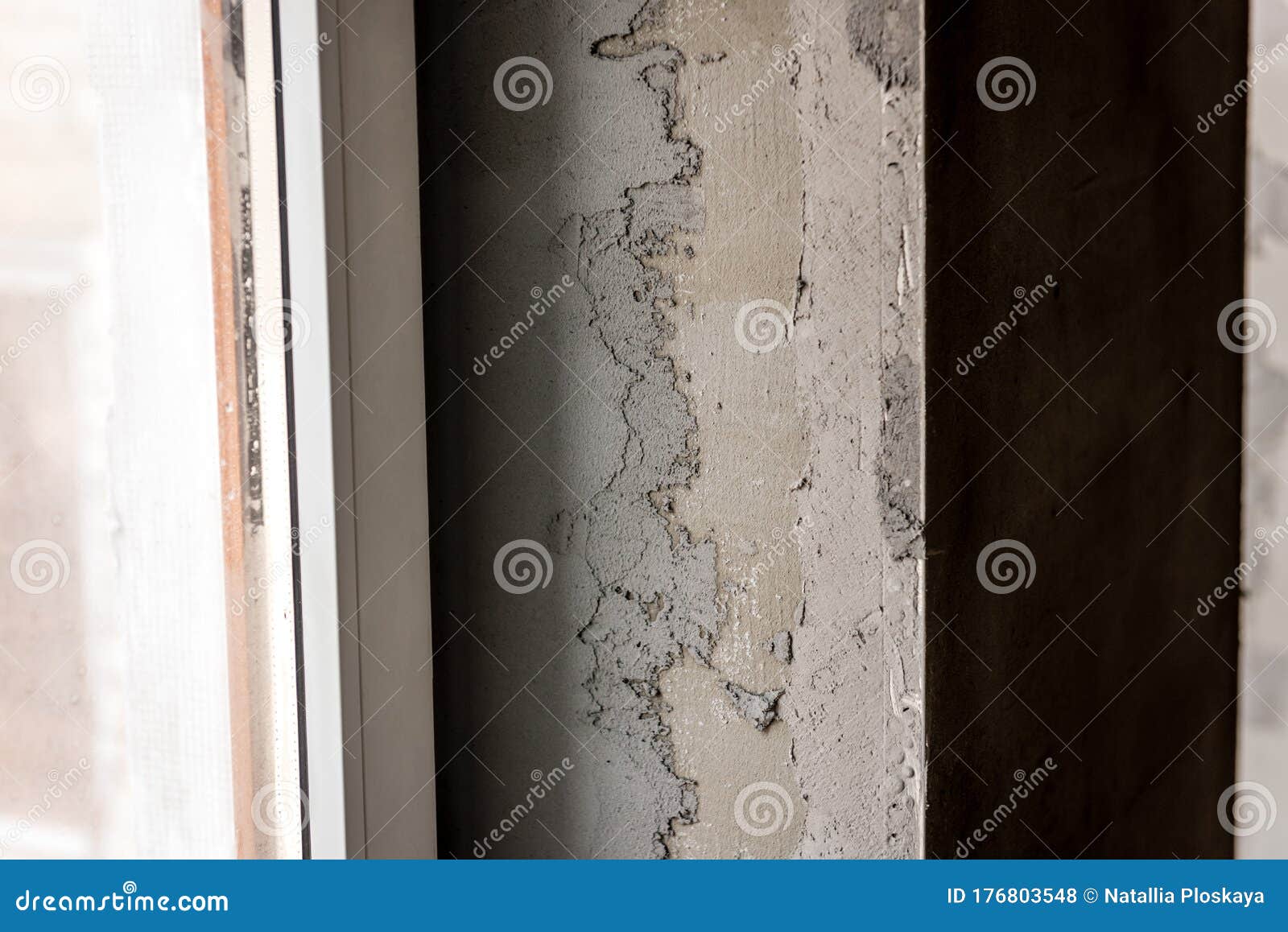 Repair In The Slopes Of The Window. The Process Of Applying A Layer Of ...