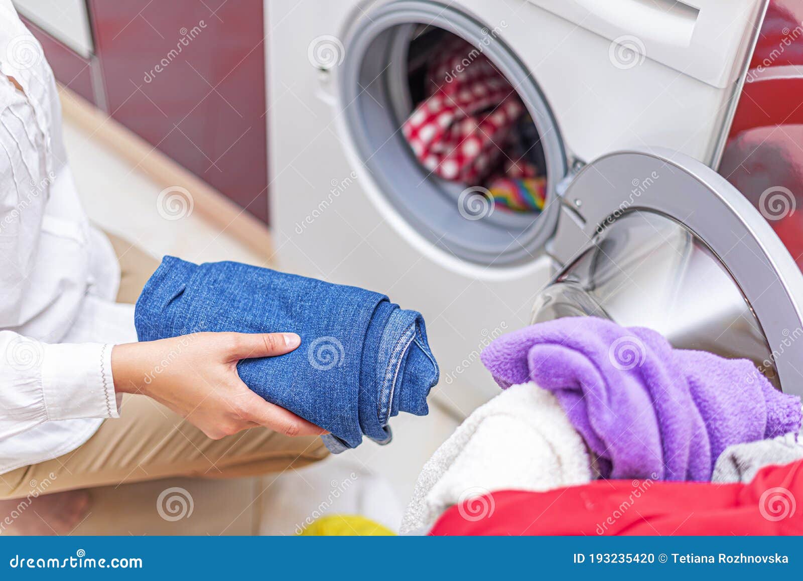 Preparing the wash cycle. stock photo. Image of clean - 193235420