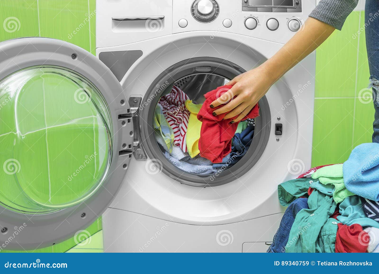 Preparing the wash cycle. stock image. Image of horizontal - 89340759