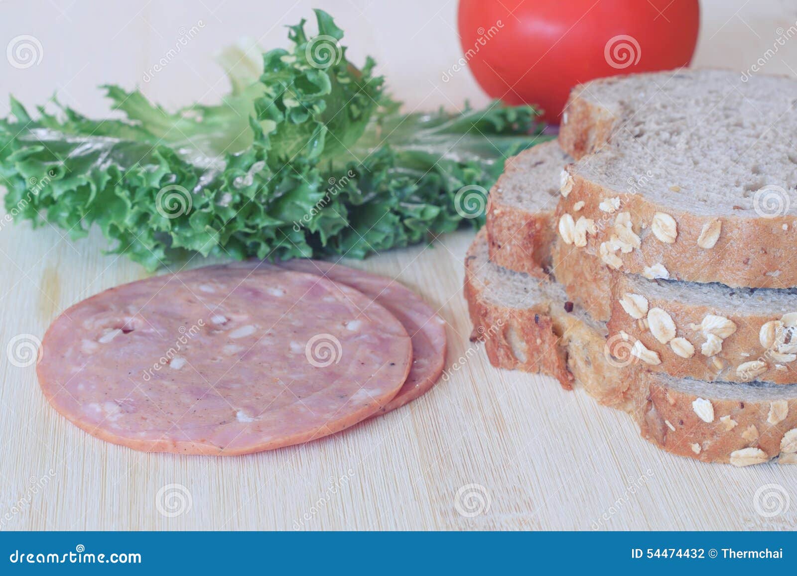Preparing Whole Wheat Bread and Ham To Make Sandwich Stock Photo ...