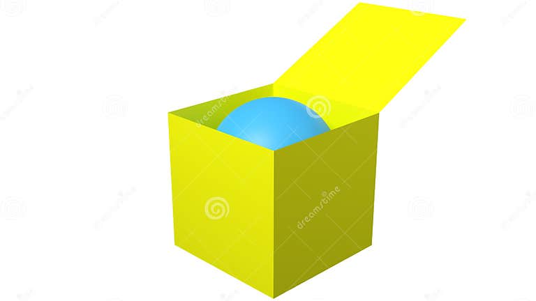 Preposition the Ball is in the Box 3D Rendering Stock Illustration ...