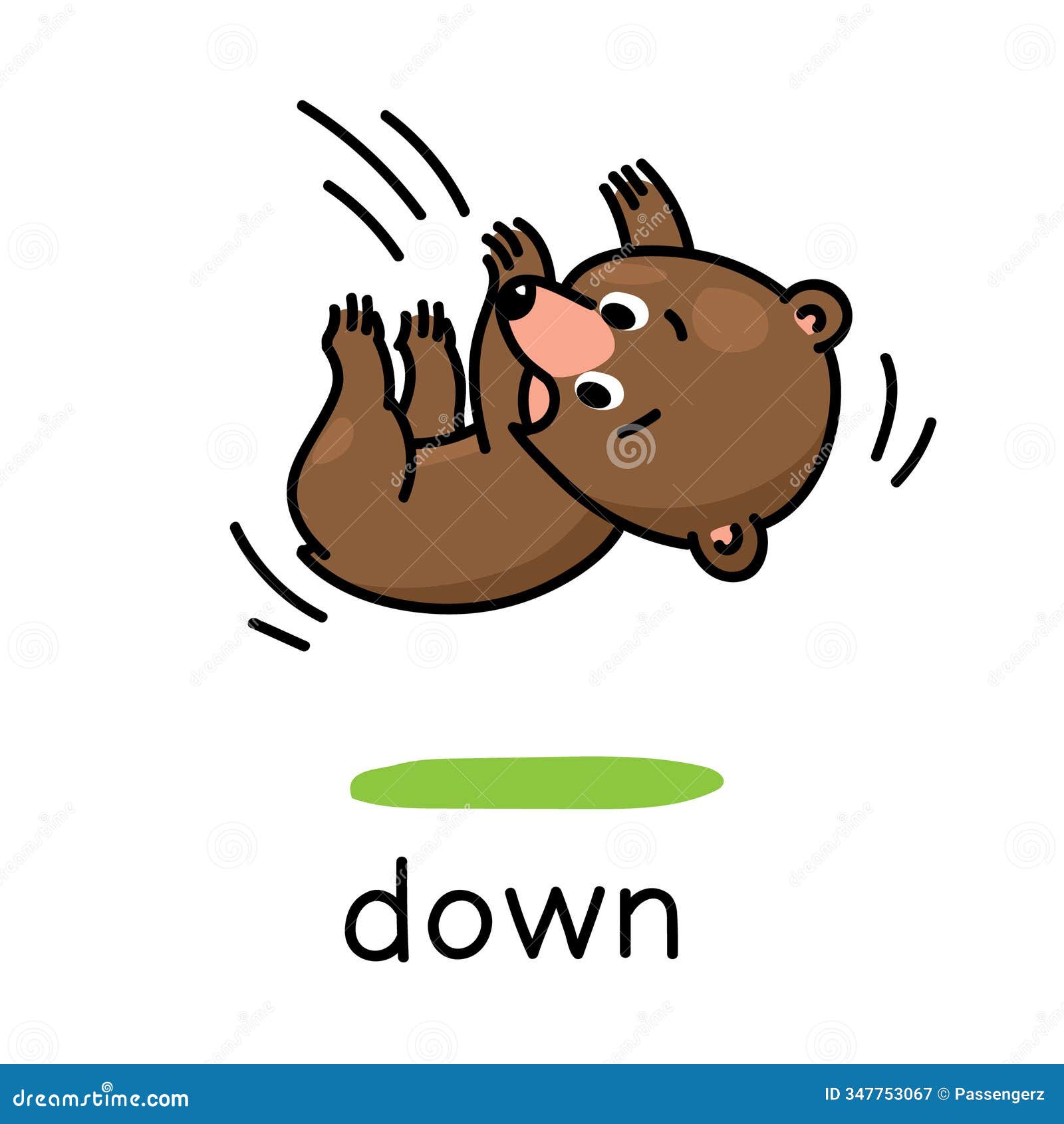 Preposition Of Movement. Bear Is Moving Up Vector Illustration ...