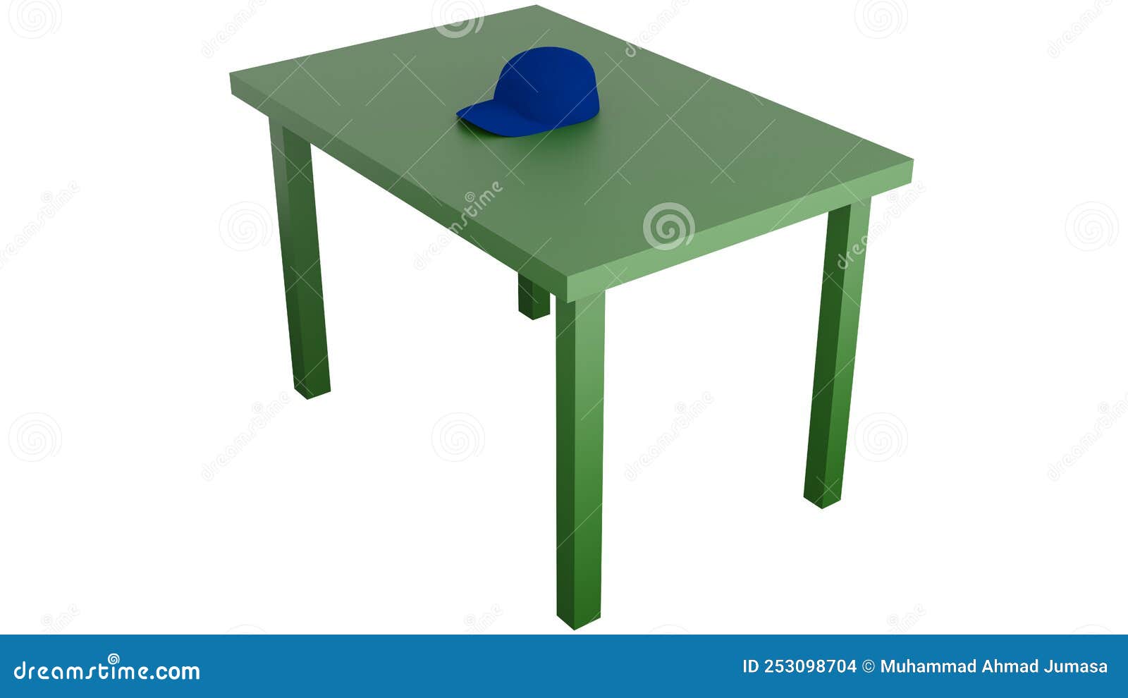 A Preposition of Place of a 3D Hat on the Table Stock Illustration ...