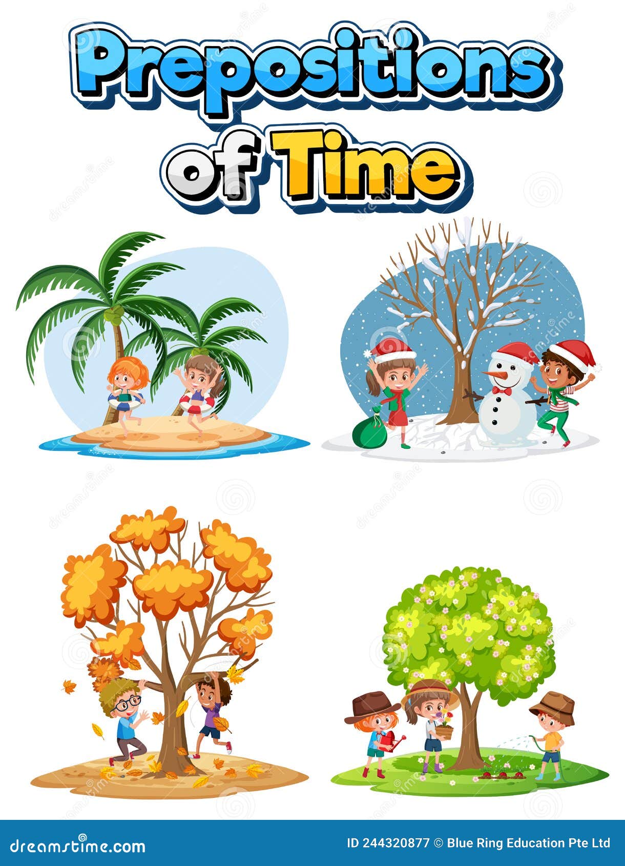 Preposition of Time Poster Design Stock Vector - Illustration of freeze ...