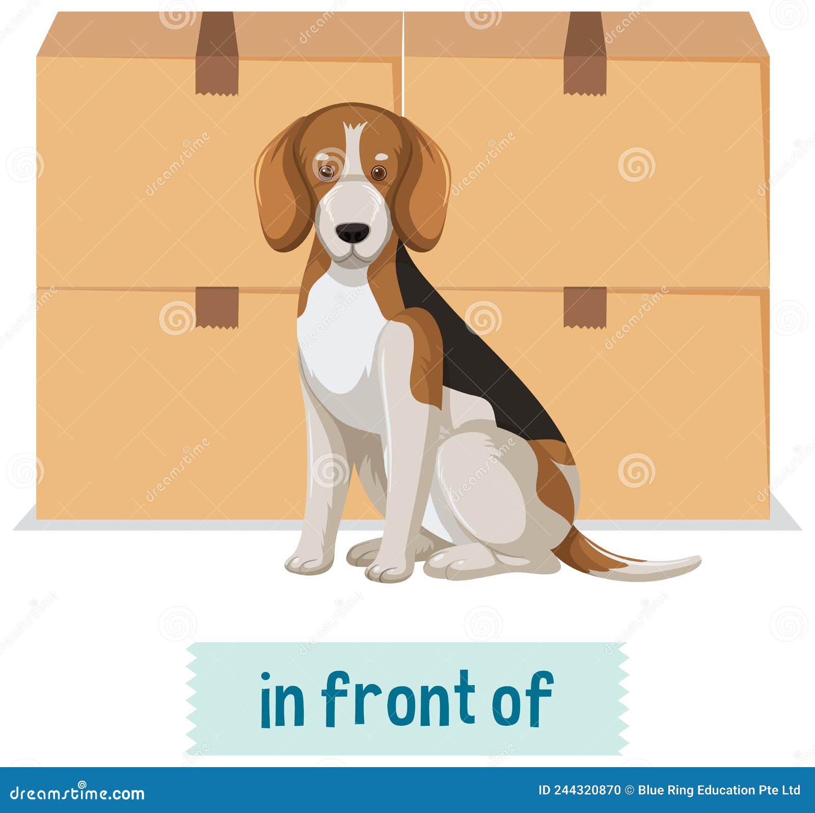Preposition Wordcard with Dog and Box Stock Vector - Illustration of ...