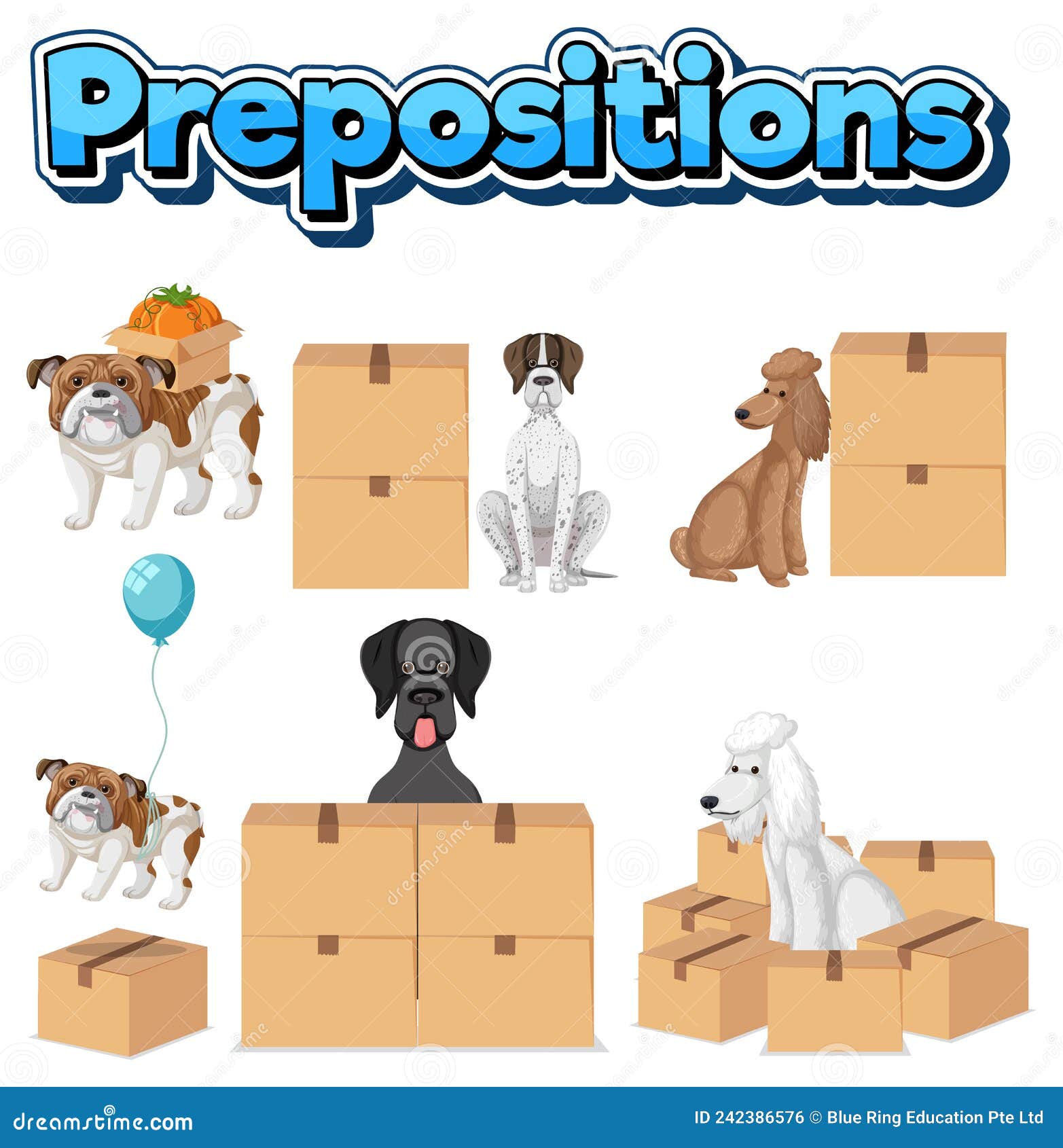 Preposition Wordcard With Raccoon And Box Cartoon Vector ...