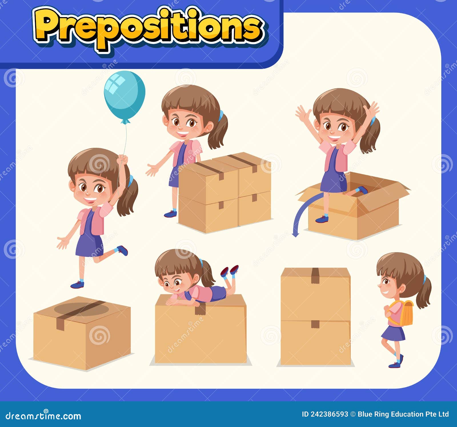 Preposition Wordcard With Raccoon And Box Cartoon Vector ...