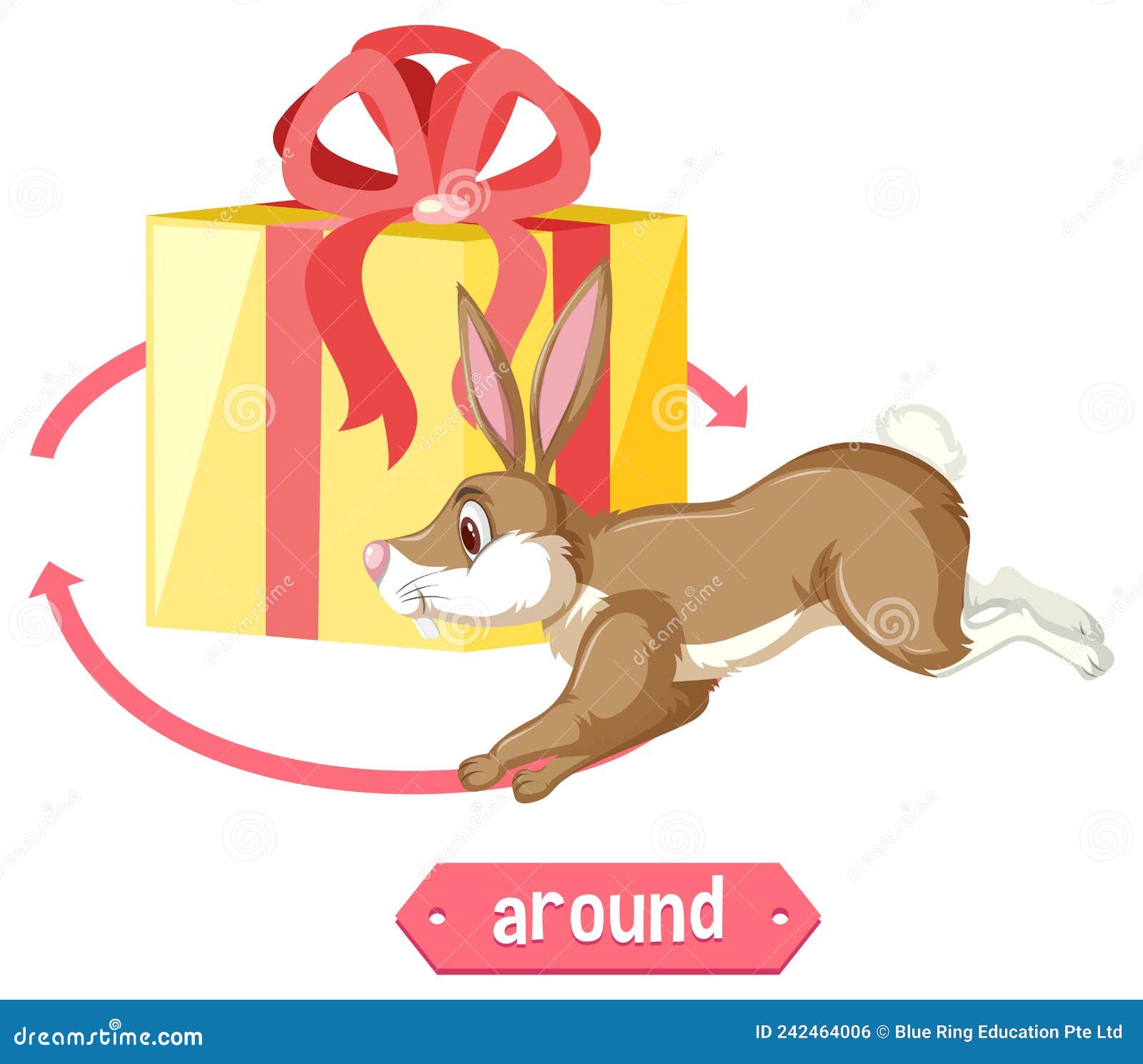Preposition Wordcard with Rabbit Run Around Box Stock Vector ...
